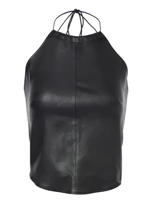 Stouls Rosie Halterneck Leather Top - Black
