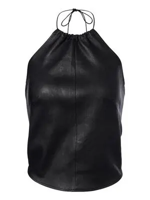 Stouls Rosie Halterneck Leather Top - Black