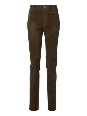 Chloé Suede Slim Pants - Brown