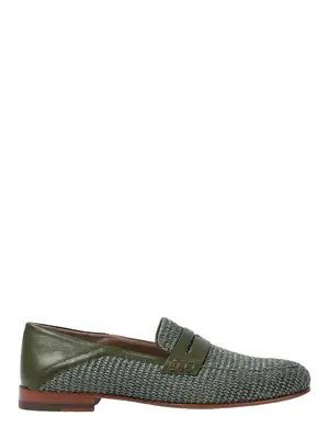 Manolo Blahnik Padstow Raffia Loafers - Green