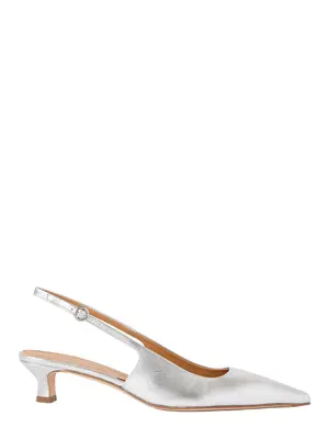 AeydĒ Catrina Metallic Leather Slingback Pumps - Silver
