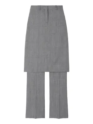 Coperni Layered Prince Of Wales Checked Wool Straight-leg Trousers - Gray