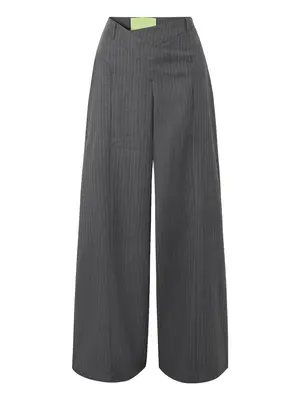 Gauge81 Tora Pinstriped Wool Wide-leg Pants - Gray