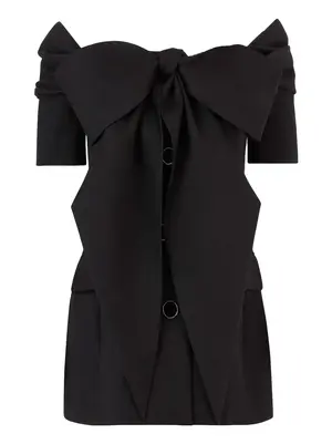 Nina Ricci Off-shoulder Wool Gabardine Jacket - Black