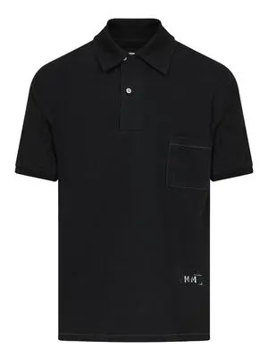 MAISON MARGIELA Logo-print Polo Shirt - Black