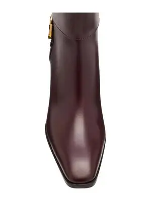 Saint Laurent Julia 75 Knee-high Leather Boots - Wine