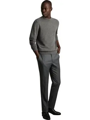 REISS Reiss Vince Wool Argyle Crew-Neck Jumper Mid Grey Melange