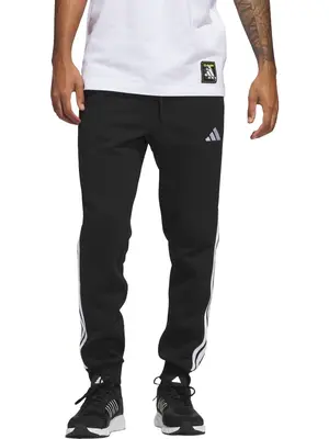 Adidas Essentials 3-stripes Fleece Pants - Black / White