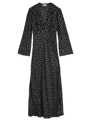 Rixo Lynne Polka Dot Midi Dress - Black