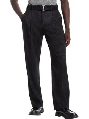 Simkhai Elvis Pleated Pinstripe Pants - Charcoal Pinstripe