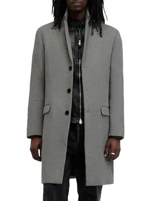 ALLSAINTS Hal Single Breasted Coat Light Grey