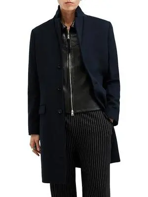 ALLSAINTS Hal Single Breasted Coat - Nite Blue