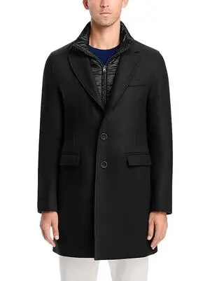 Herno Diagonal Topcoat With Removable Windguard - Black