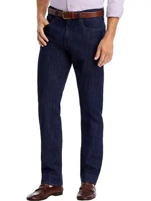 Canali Stretch Denim Straight Fit Jeans - Dark Blue
