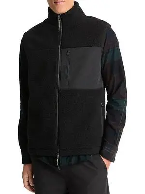 Vince Teddy Fleece Zip-up Vest - Black