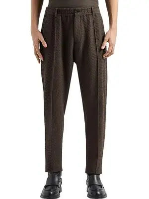 Emporio Armani 3d Effect Virgin Wool Trousers - Mud
