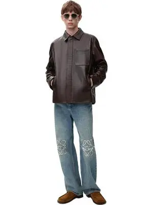 Loewe Overshirt In Deerskin - Oxblood