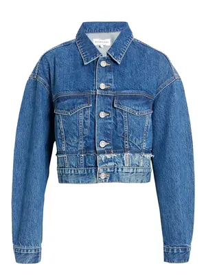 SLVRLAKE Rework Cropped Denim Jacket - Mid Denim