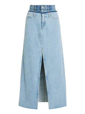 SLVRLAKE Dallas Paneled Denim Maxi Skirt - Light Denim
