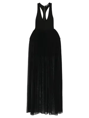 David Koma Pleated Tulle Gown - Black