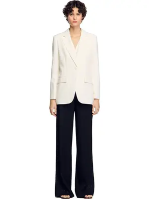Sandro Striped Sequin Suit Jacket - Ecru