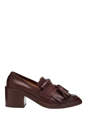 Ulla Johnson Fiona Leather Heeled Loafers - Brown