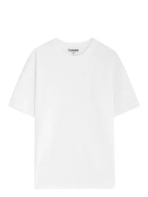 GANNI Logo-embroidered T-shirt - White