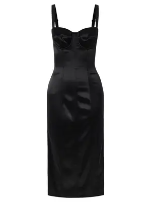 Dolce & Gabbana Satin Bustier Midi Dress - Black