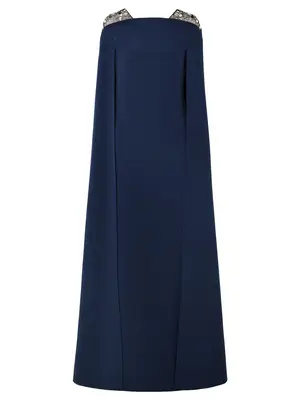 Safiyaa Aleyna Cape-effect Crepe Gown - Blue