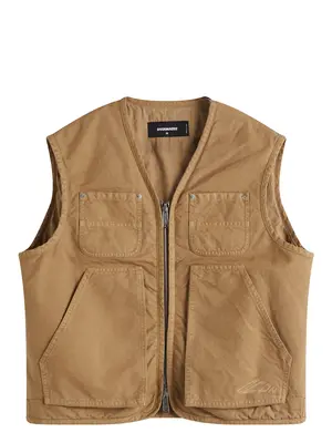 Dsquared2 Icon Canvas Utility Vest - Kaki