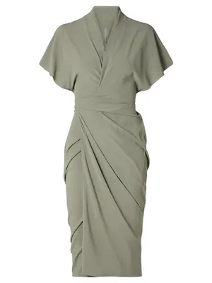 Rick Owens Draped Crepe Midi Wrap Dress - Green