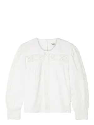 MARANT ETOILE Valmira Lace-trimmed Blouse - White