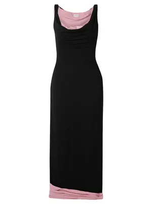 Magda Butrym Layered Stretch-silk Midi Dress - Black