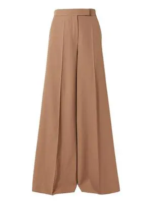 Max Mara Ninfa Wool-twill Wide-leg Trousers - Brown