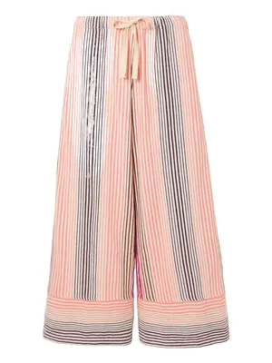 LEMLEM Desta Striped Cotton-blend Pants - Pink