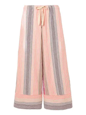 LEMLEM Lemlem Desta Striped Cotton-blend Pants Plum