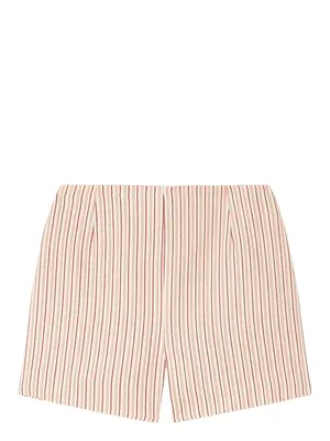 Faithfull The Brand Striped Organic Cotton-blend Shorts - Pink