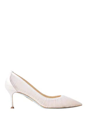 AQUAZZURA 65 Satin-trimmed Ruched Tulle Pumps - White