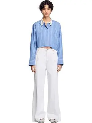 SANDRO Striped Cropped Shirt With Rhinestone Collar