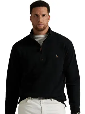 Ralph Lauren Estate-Rib Mockneck Pullover Polo Black