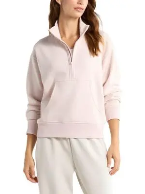 Zella Cloud Fleece Half Zip Sweatshirt Pink Hush