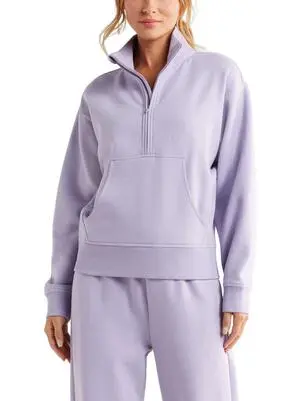 Zella Cloud Fleece Half Zip Sweatshirt Purple Heirloom