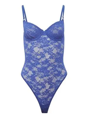 Fleur Du Mal Le Stretch Lace Bodysuit - Starry Blue