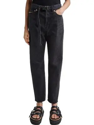 Sacai Belted Straight-leg Jeans - Black