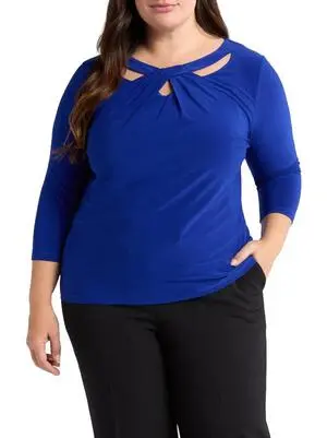 KASPER Twist Neck Cutout Top - Royal Signature