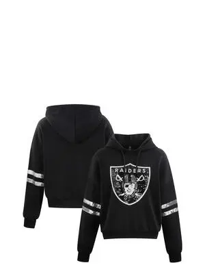 CUCE Las Vegas Raiders Cropped Sequins Pullover Hoodie - Black