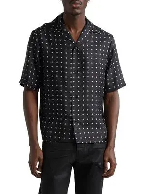 Amiri Mix & Match Monogram Logo Print Silk Camp Shirt - Black