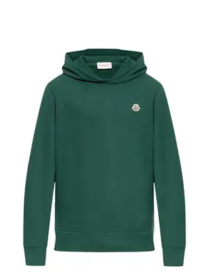 Moncler Logo-patch Cotton Hoodie - Green