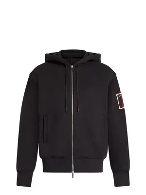 FERRAGAMO Logo-patch Zipped Hoodie - Black