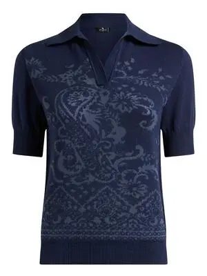 Etro Paisley-jacquard Polo Top - Blue